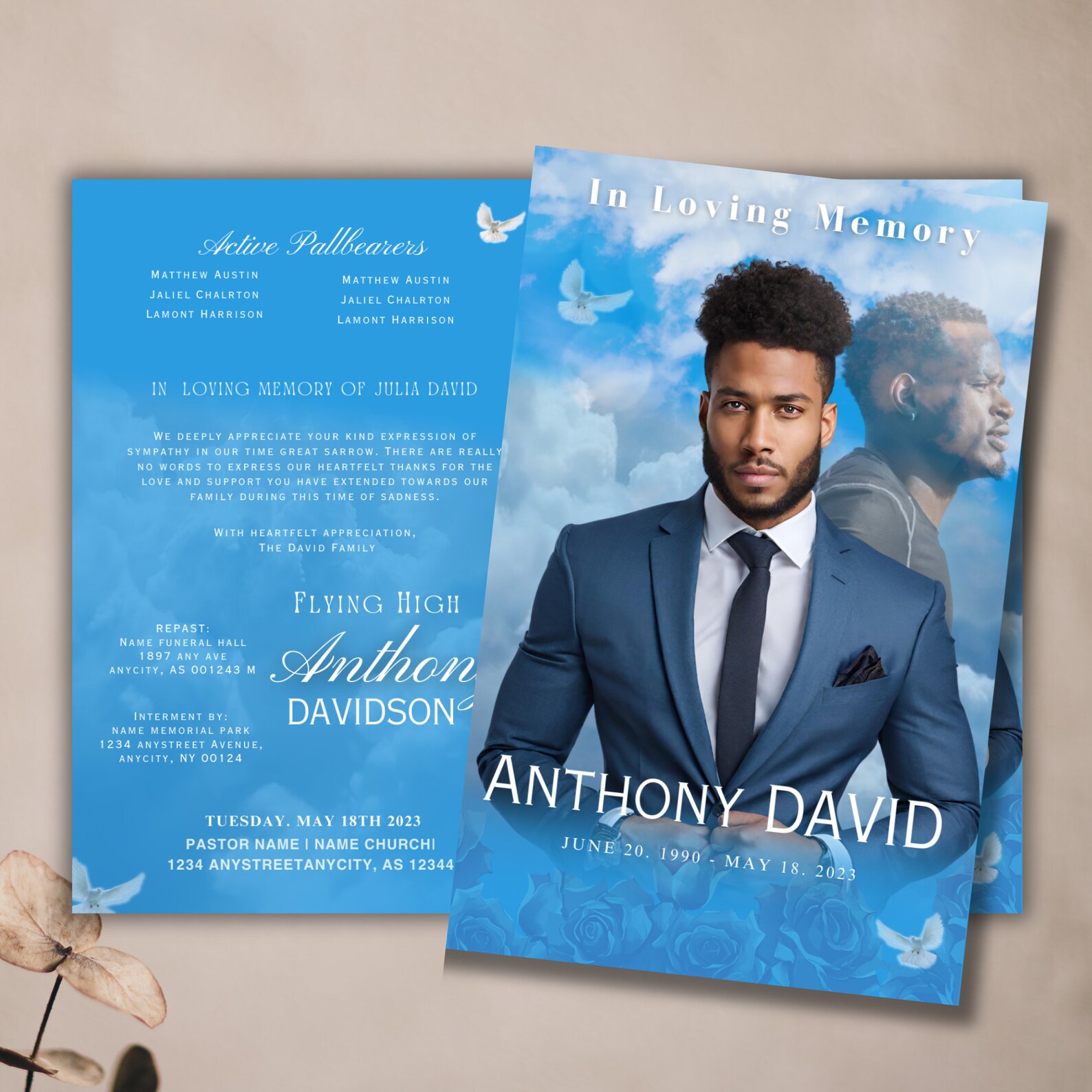 Funeral Program Booklet, Mogul Magazine Style, 8 Pages, Celebration of ...