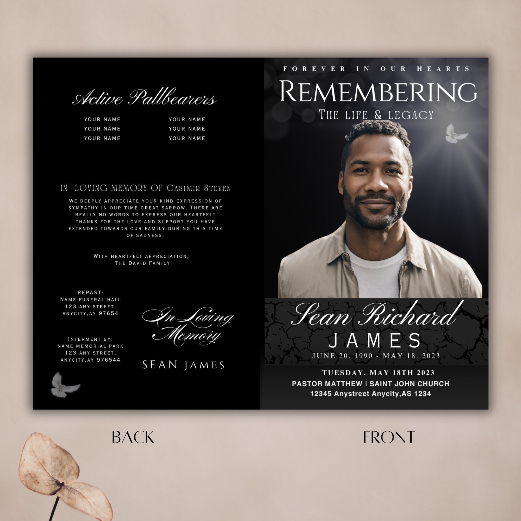 Personalized Memorial Program 8 Pages Obituary Template Magazine Cover ...