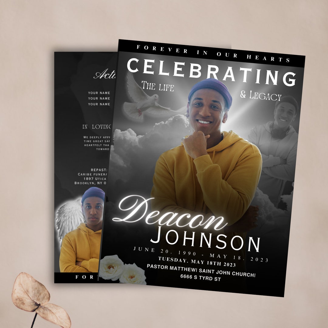 Magazine Style Funeral Program Template – Elegant Obituary, Celebration ...
