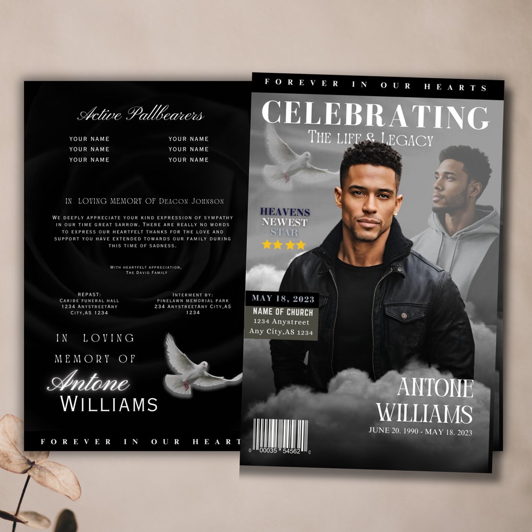 Personalized Memorial Program (8 Pages)| Obituary Template | Magazine ...