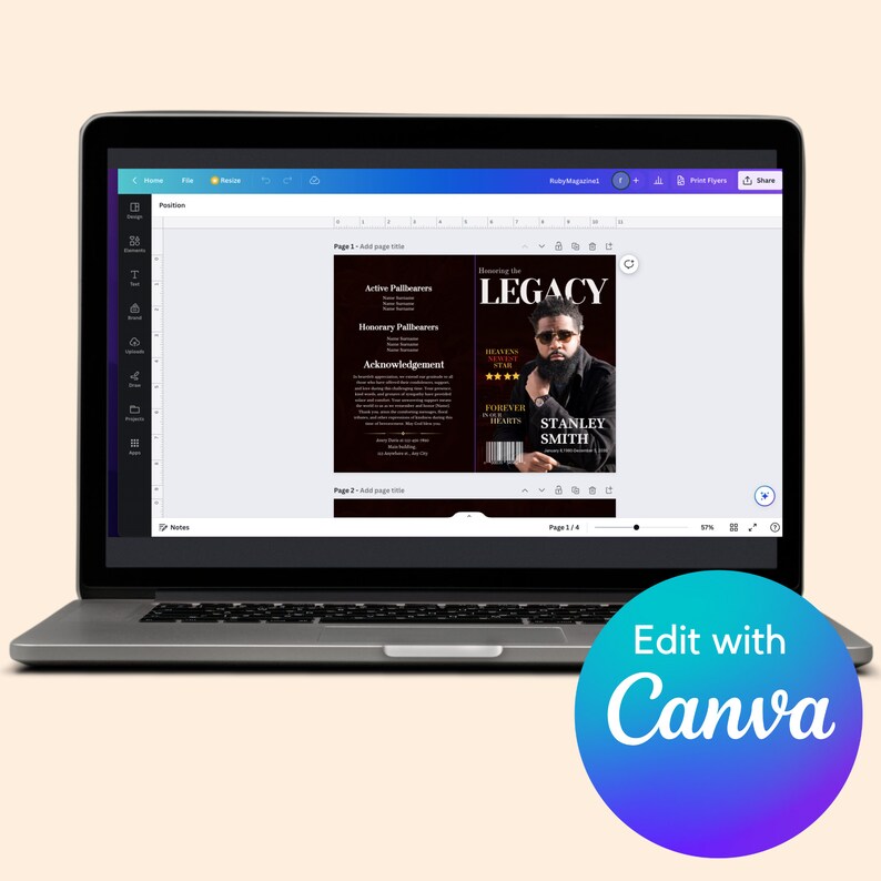 Funeral Programs Template for Man Obituary Template for Funeral ...