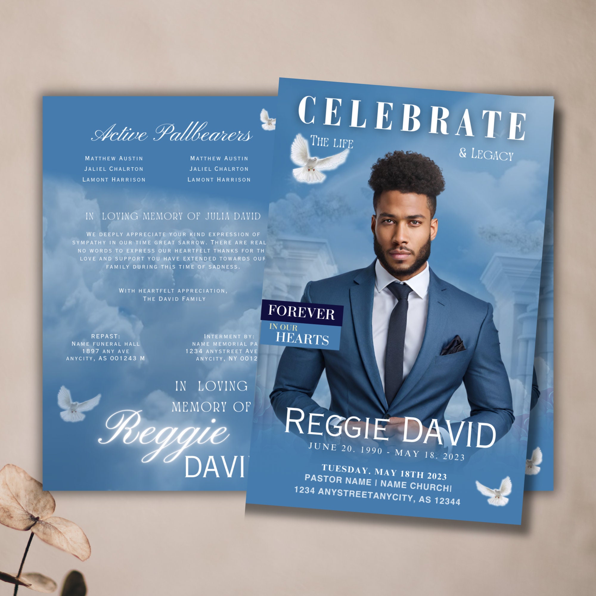 Funeral Program Booklet, 5.5x8.5 Mogul Magazine Style, 8 Pages ...