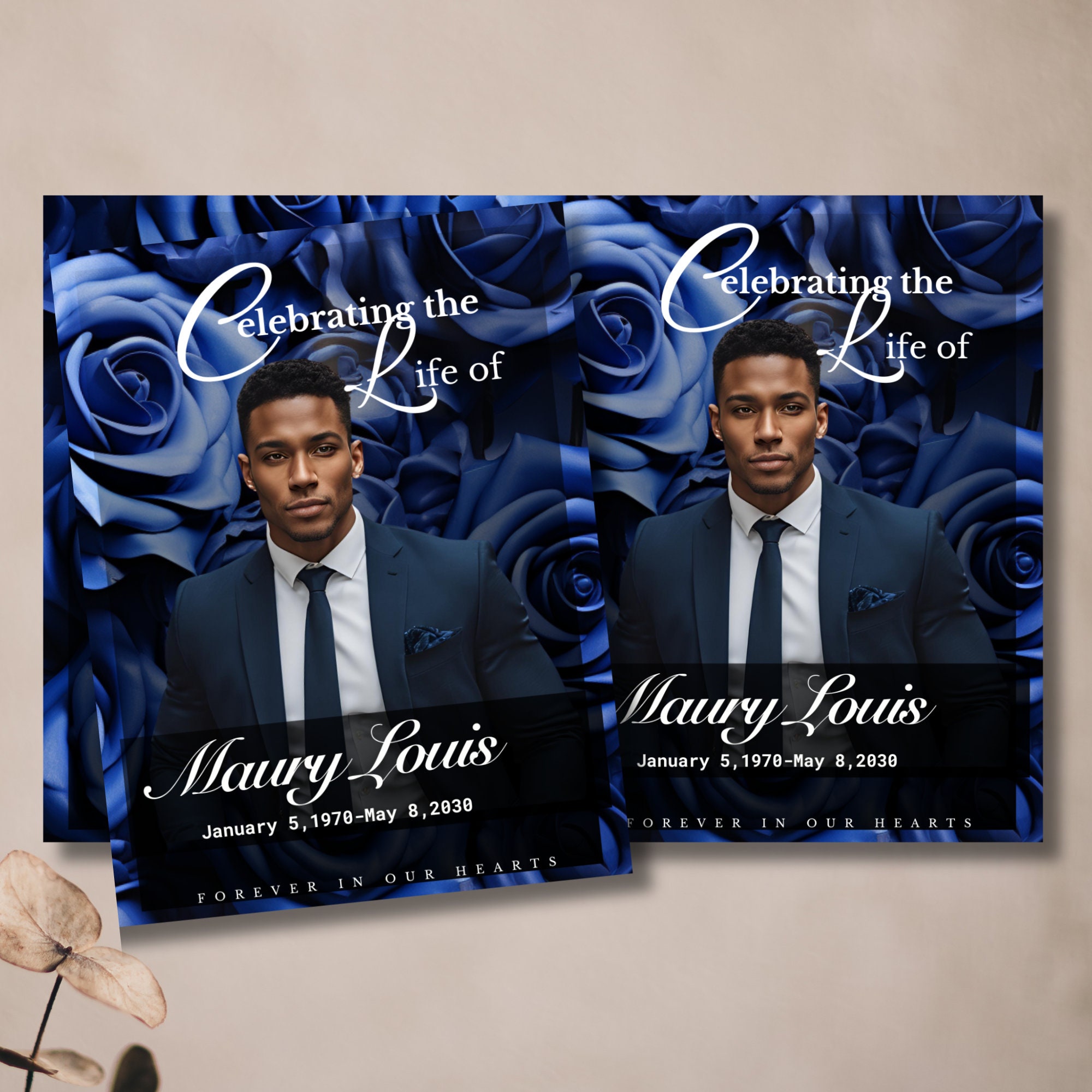 Funeral Program Template for Man | Masculine Funeral Program ...