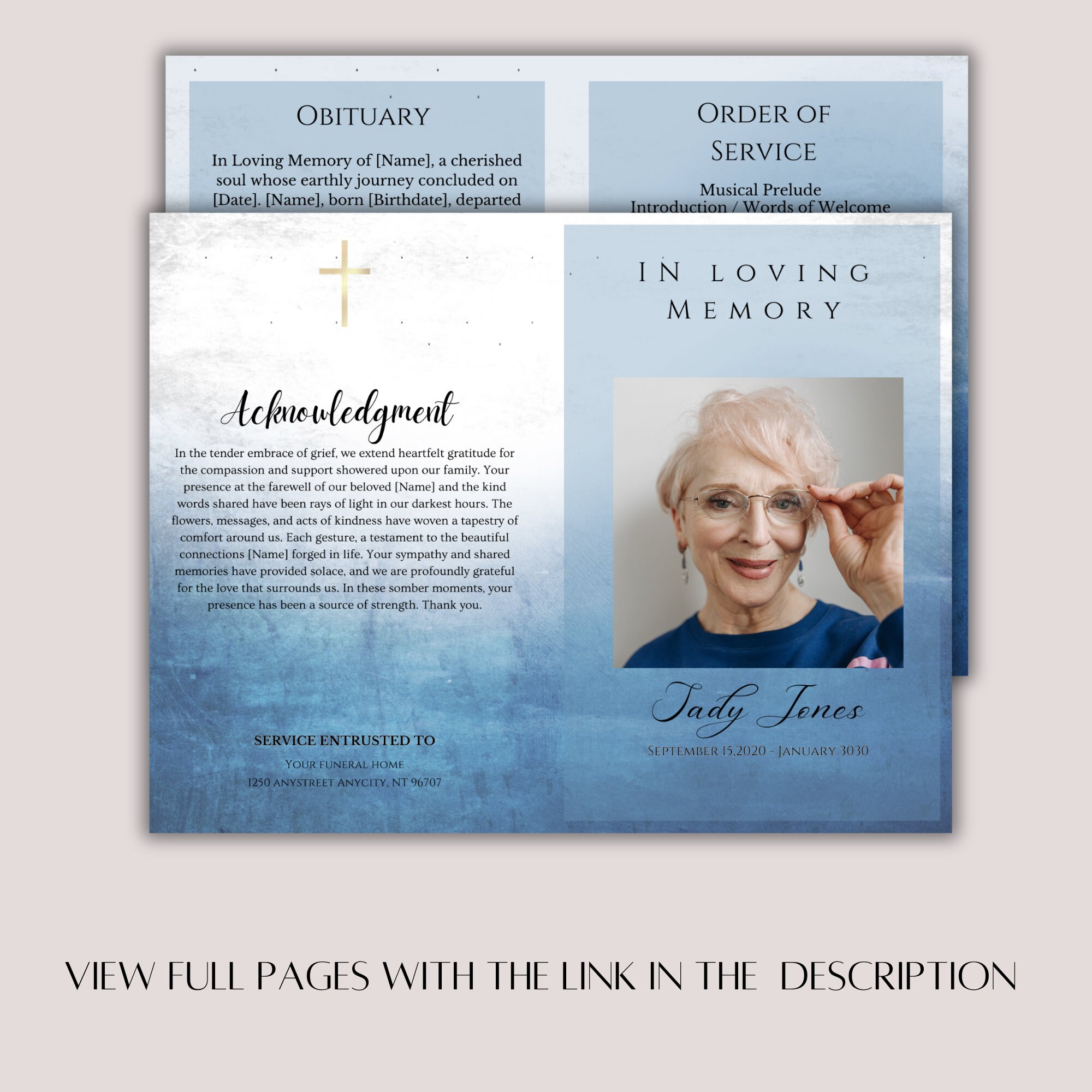 CATHOLIC Funeral Program Template 4 Page Booklet Format - Etsy