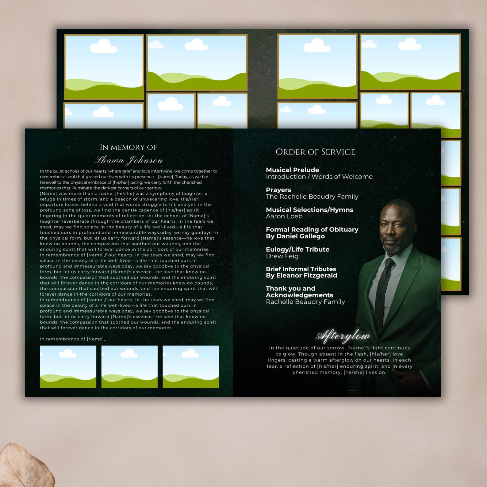 Green Memorial Program | Celebration of Life Template (digital Download ...