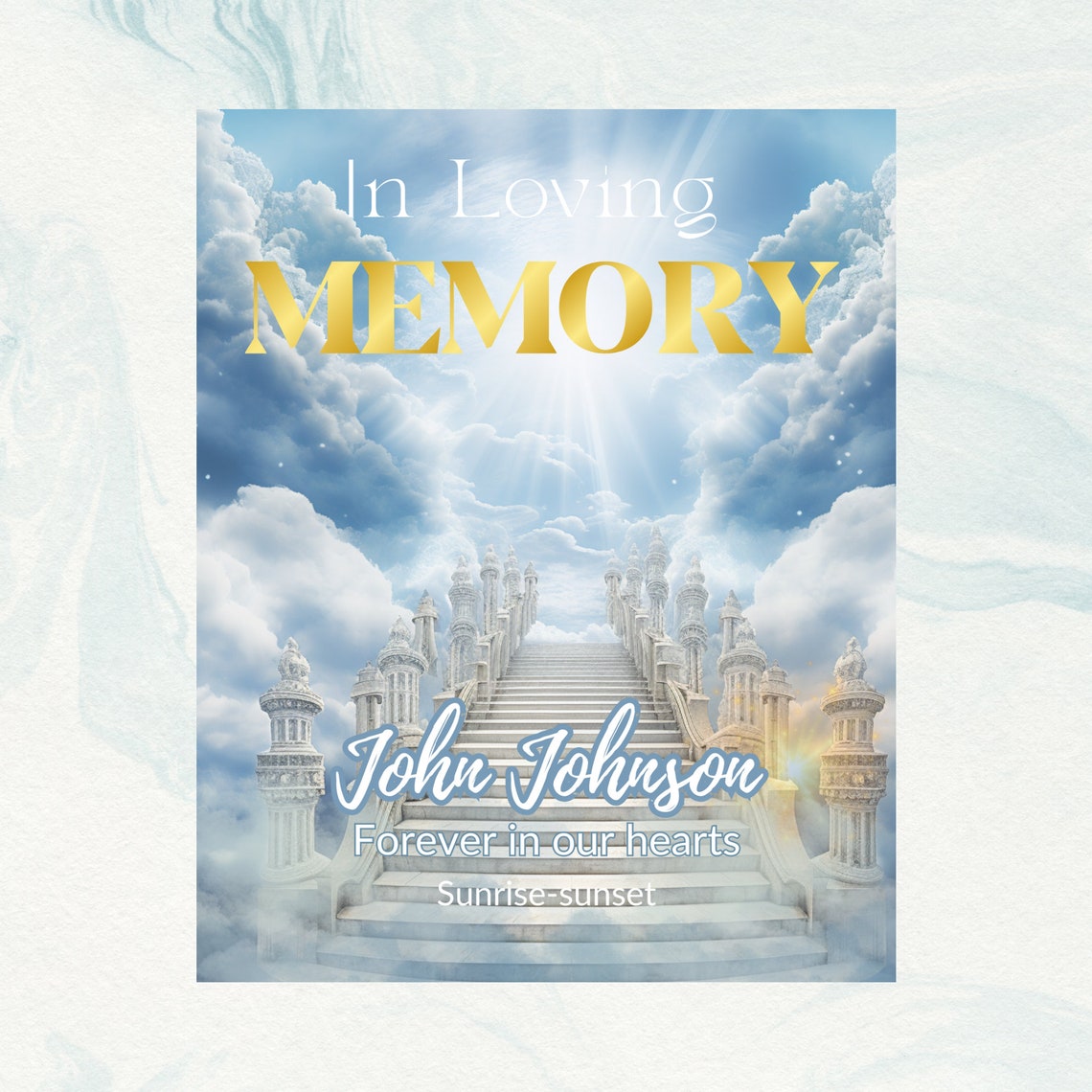 In Loving Memory PNG, Blue Sky Heaven Stairway Memorial Background for ...