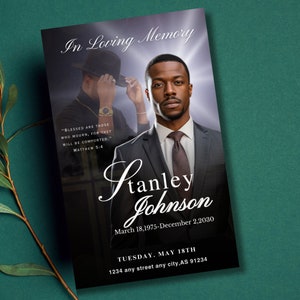 Masculine Funeral Program Booklet | 11x8.5 Keepsake for Men ...