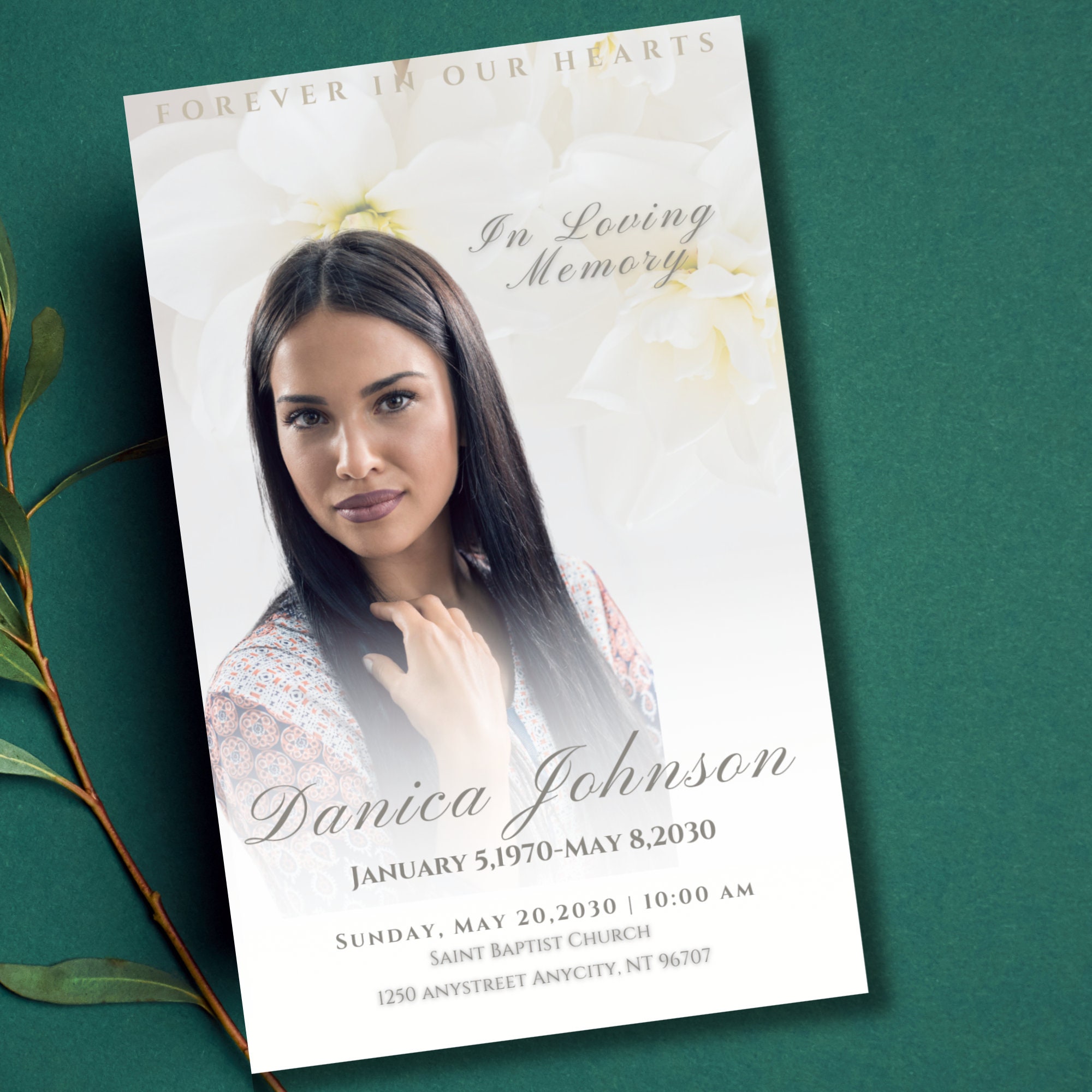 Memorial Program 4 Pages Elegant Style Funeral Program celebration of ...