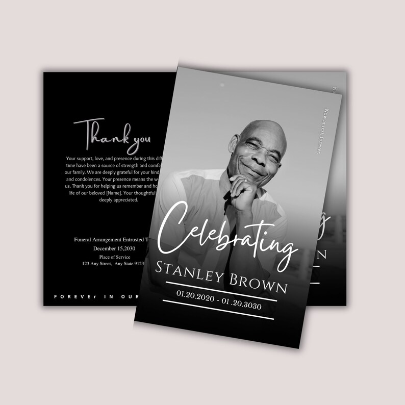 8.5x11 Funeral Program, Editable Memorial Service Template, Funeral ...