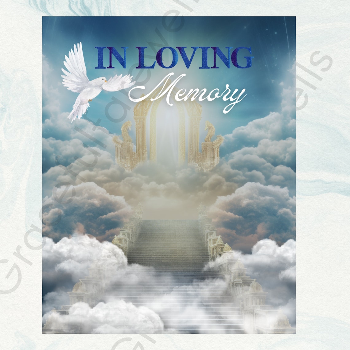 In Loving Memory PNG Blue Sky Heaven Stairway Memorial - Etsy