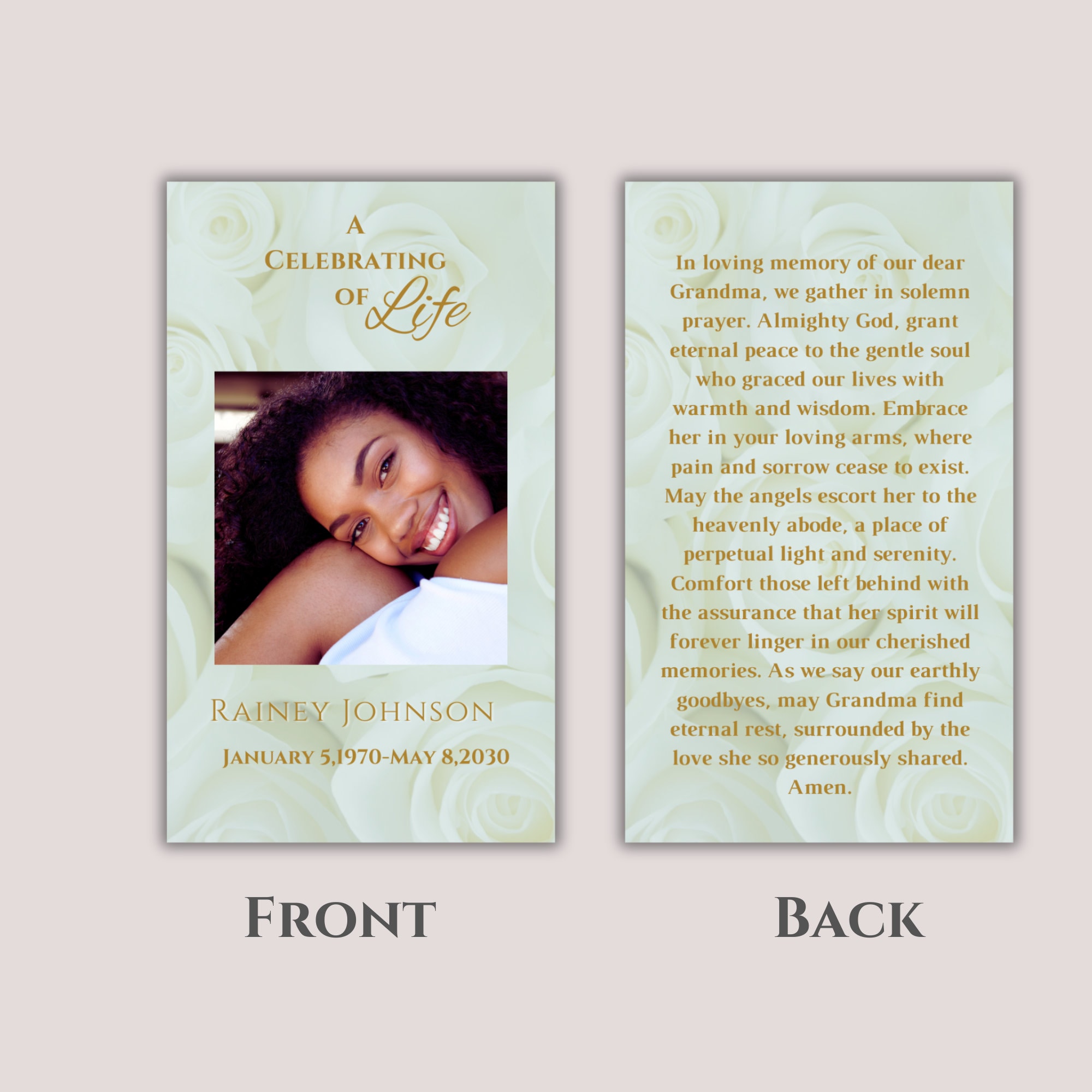 Editable Funeral Prayer Card Printable Memorial Prayer Card - Etsy