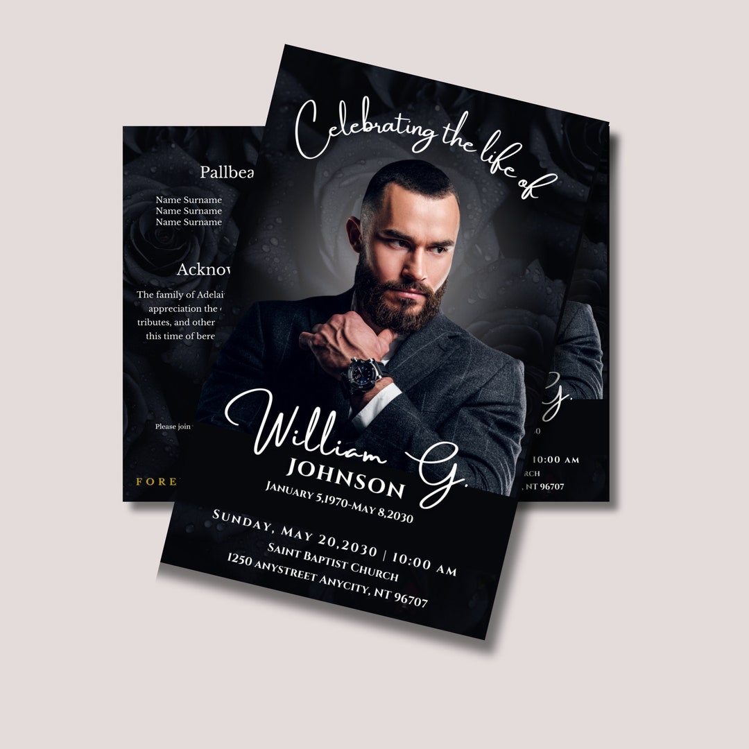 Funeral Program Template for Man | Masculine Funeral Program ...