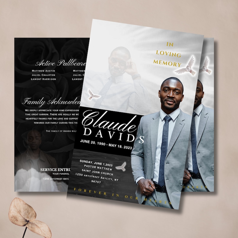 Personalized Memorial Program 8 Pages Obituary Template Magazine Cover ...