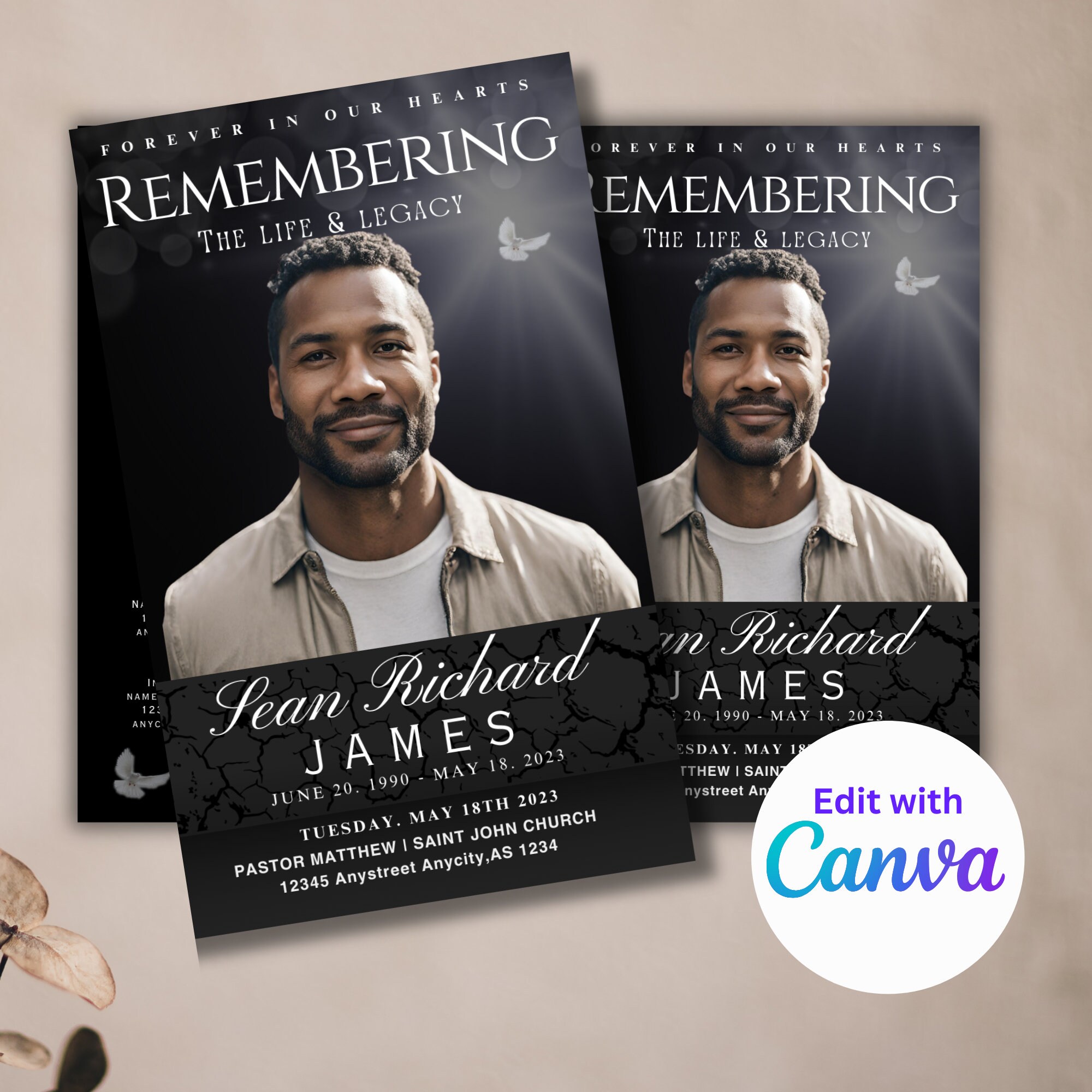 Personalized Memorial Program 8 Pages Obituary Template Magazine Cover ...