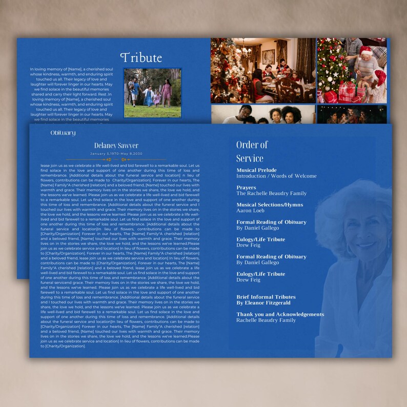Magazine Style Funeral Program, Celebration of Life, Canva Template ...