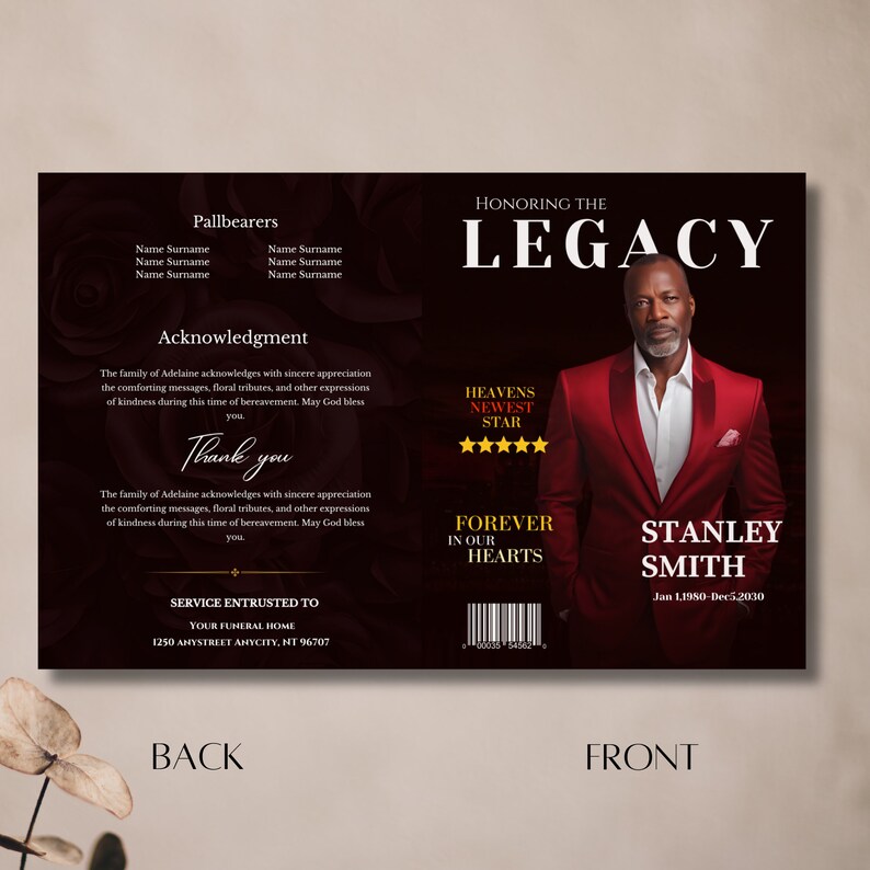 Funeral Programs Template for Man | Obituary Template for Funeral ...