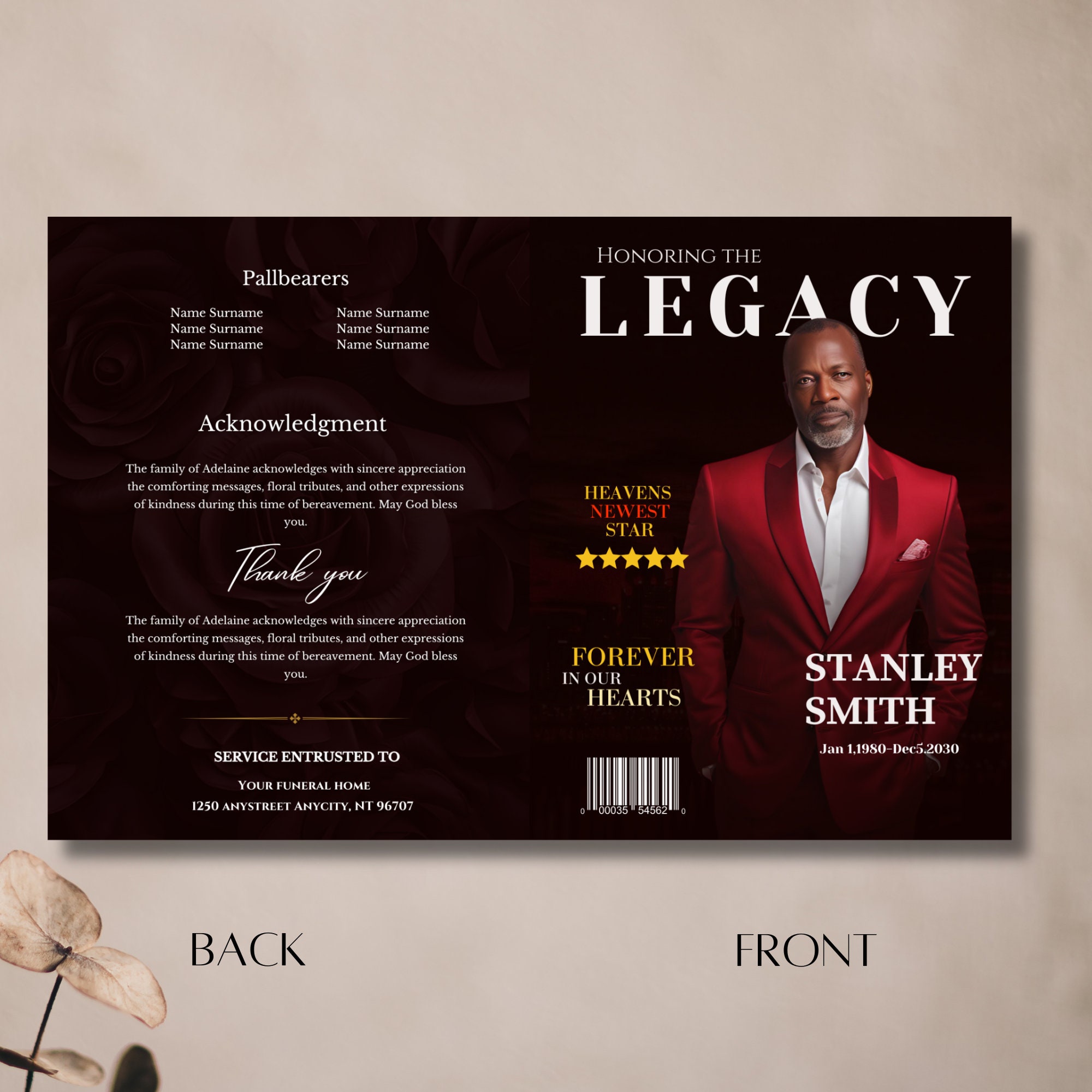 Funeral Programs Template for Man | Obituary Template for Funeral ...