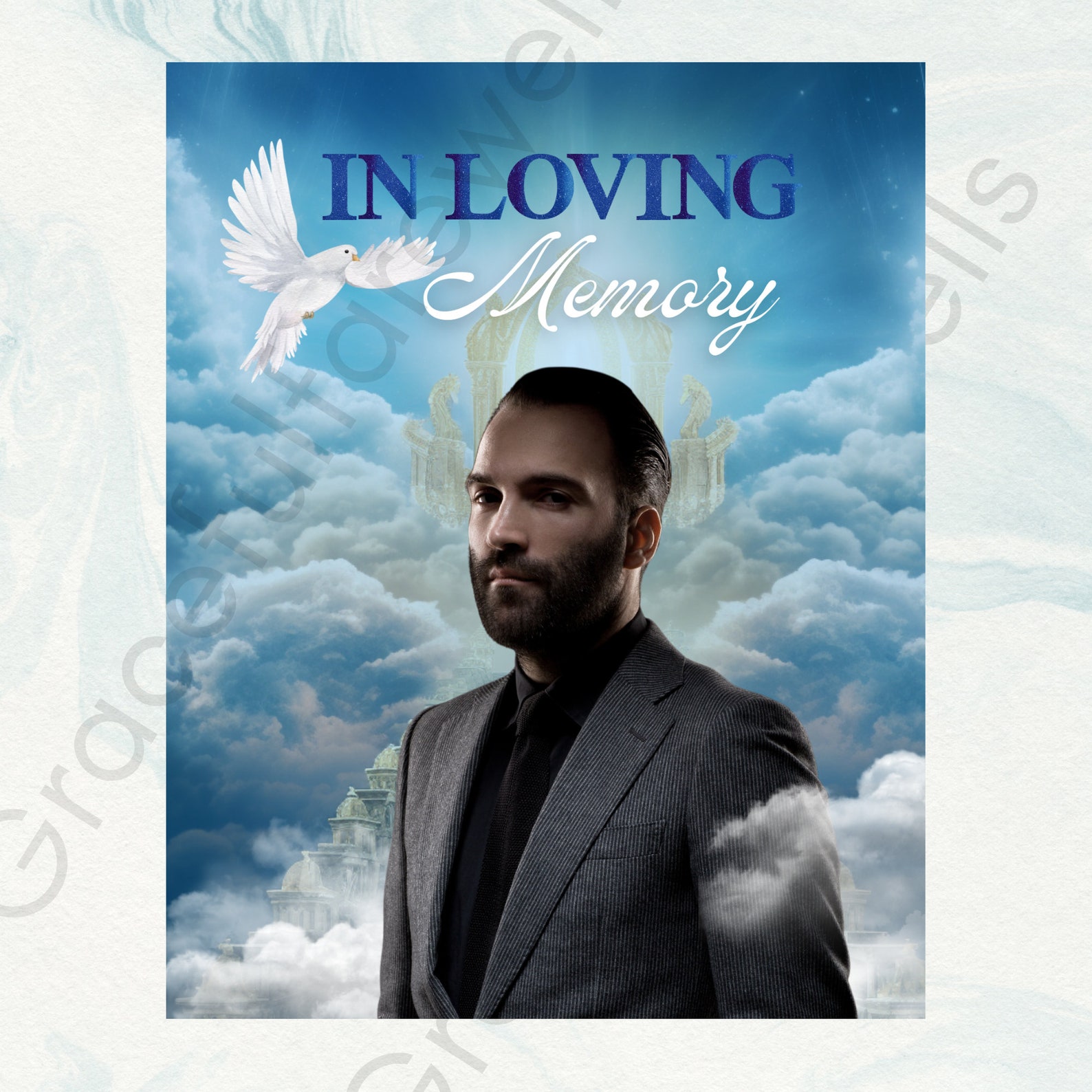In Loving Memory PNG, Blue Sky Heaven Stairway Memorial Background for ...