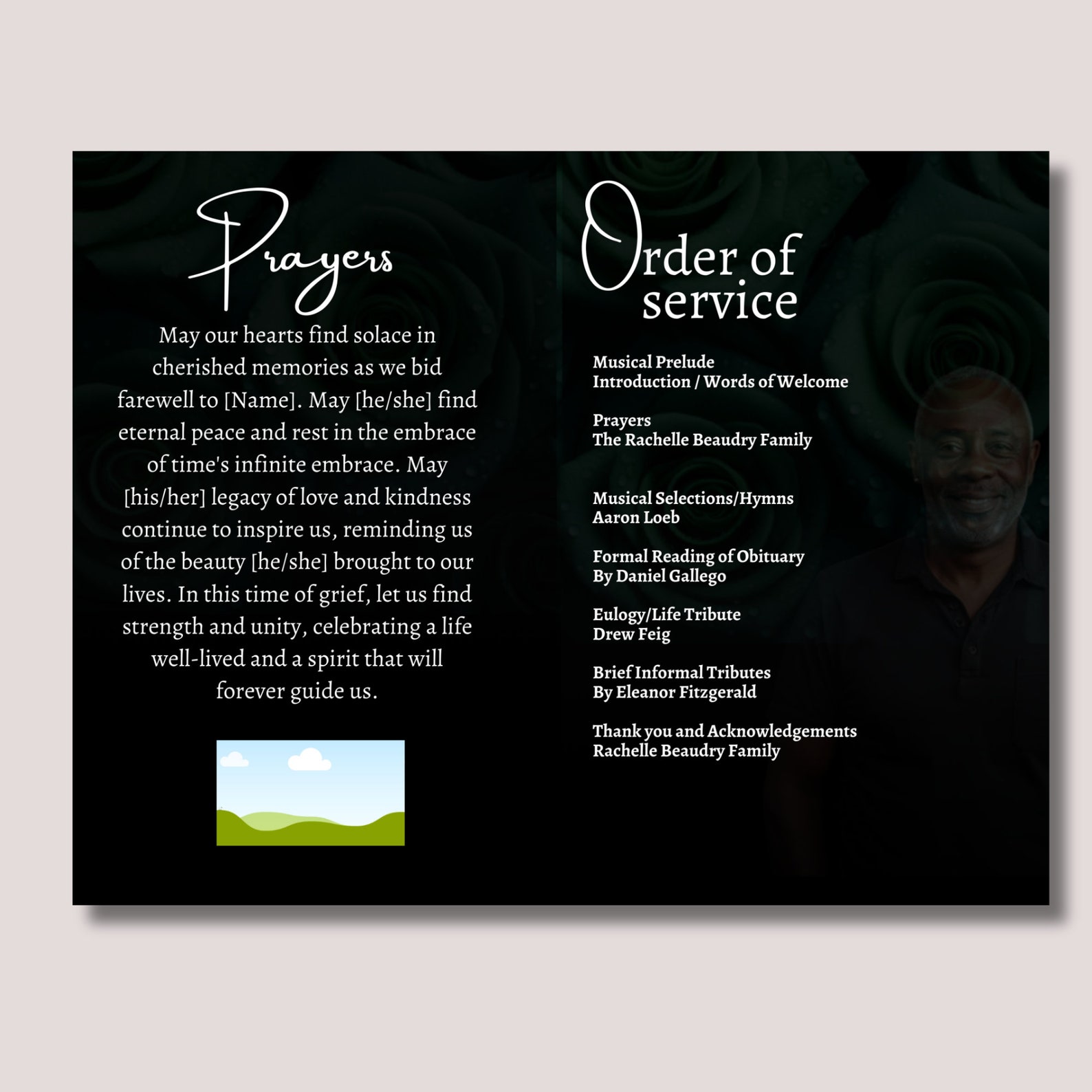 Funeral Program Template for Man Masculine Funeral Program Celebration ...