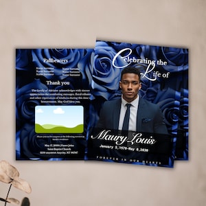 Funeral Program Template for Man | Masculine Funeral Program ...