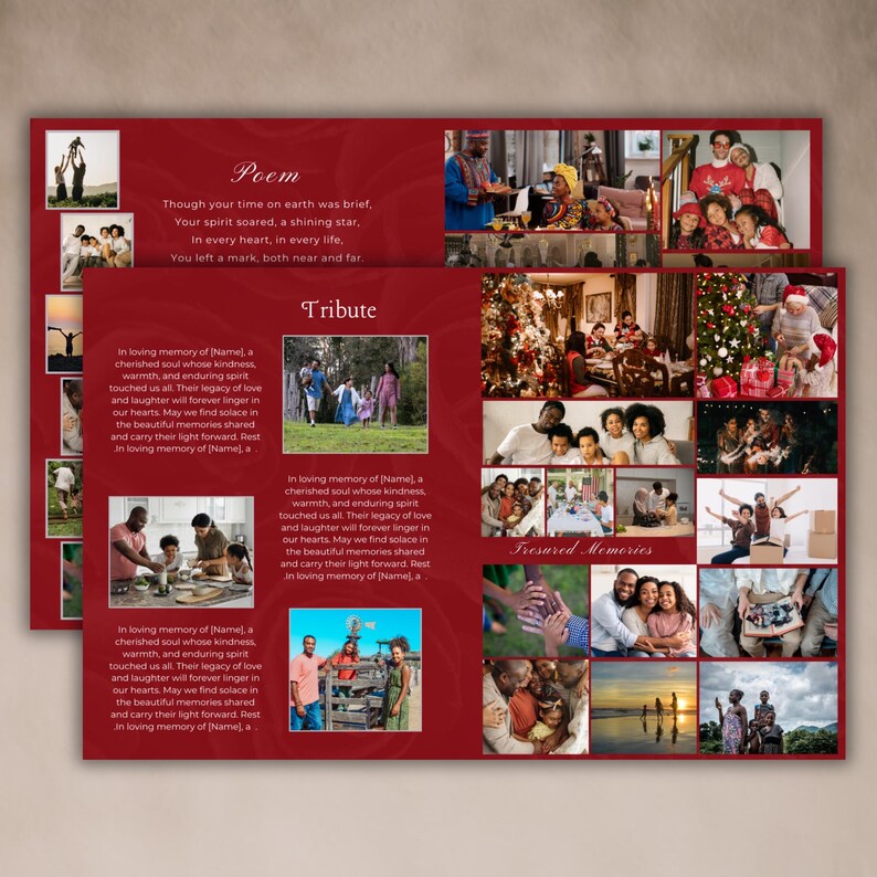 Red Funeral Program Booklet | Mogul Magazine Style (digital Download ...