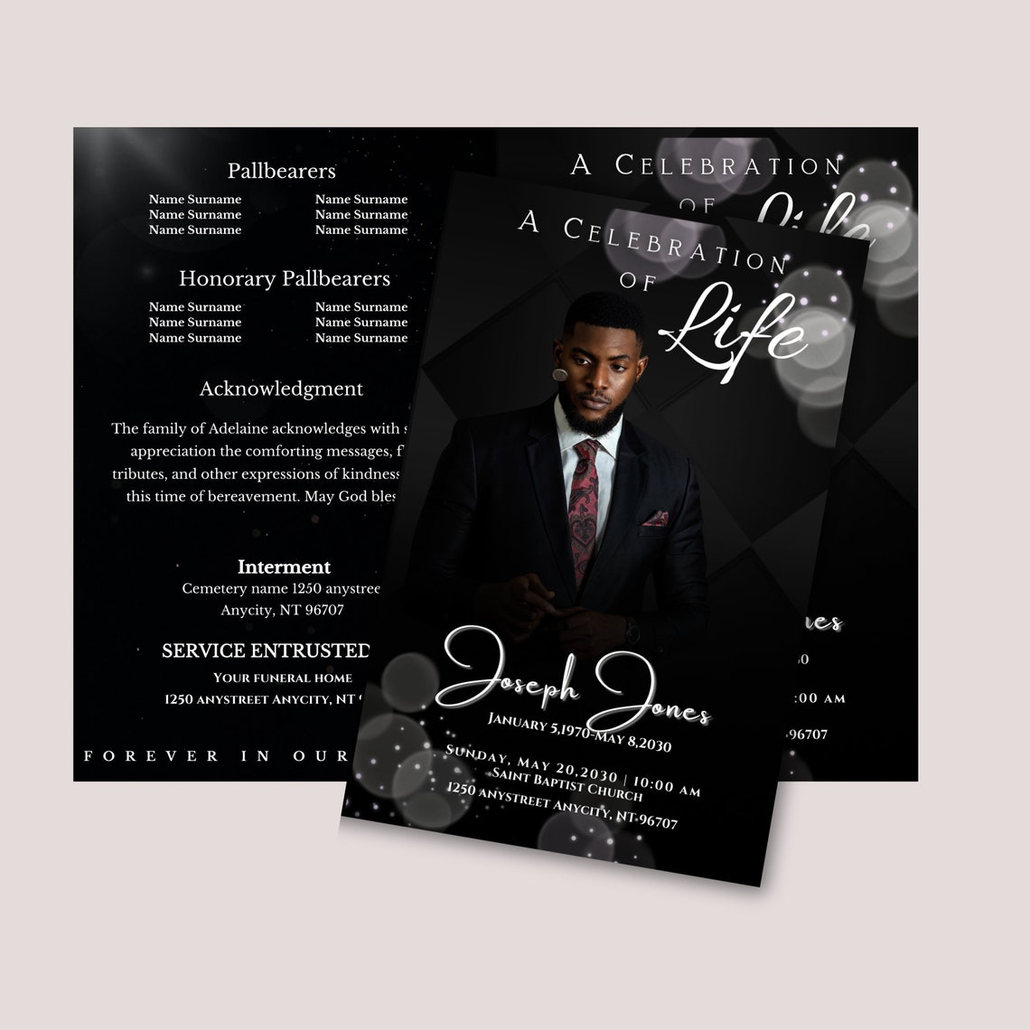 8.5x11 BOOKLET Memorial Program 8 Pages Unisex - Etsy