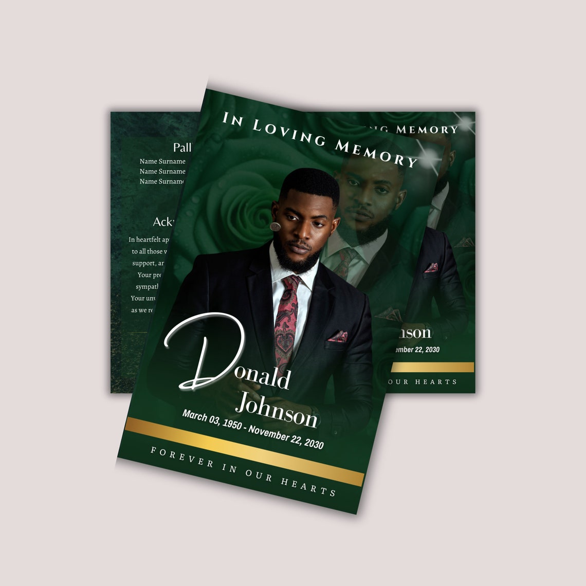 Funeral Program Template for Man Masculine Funeral Program Celebration ...