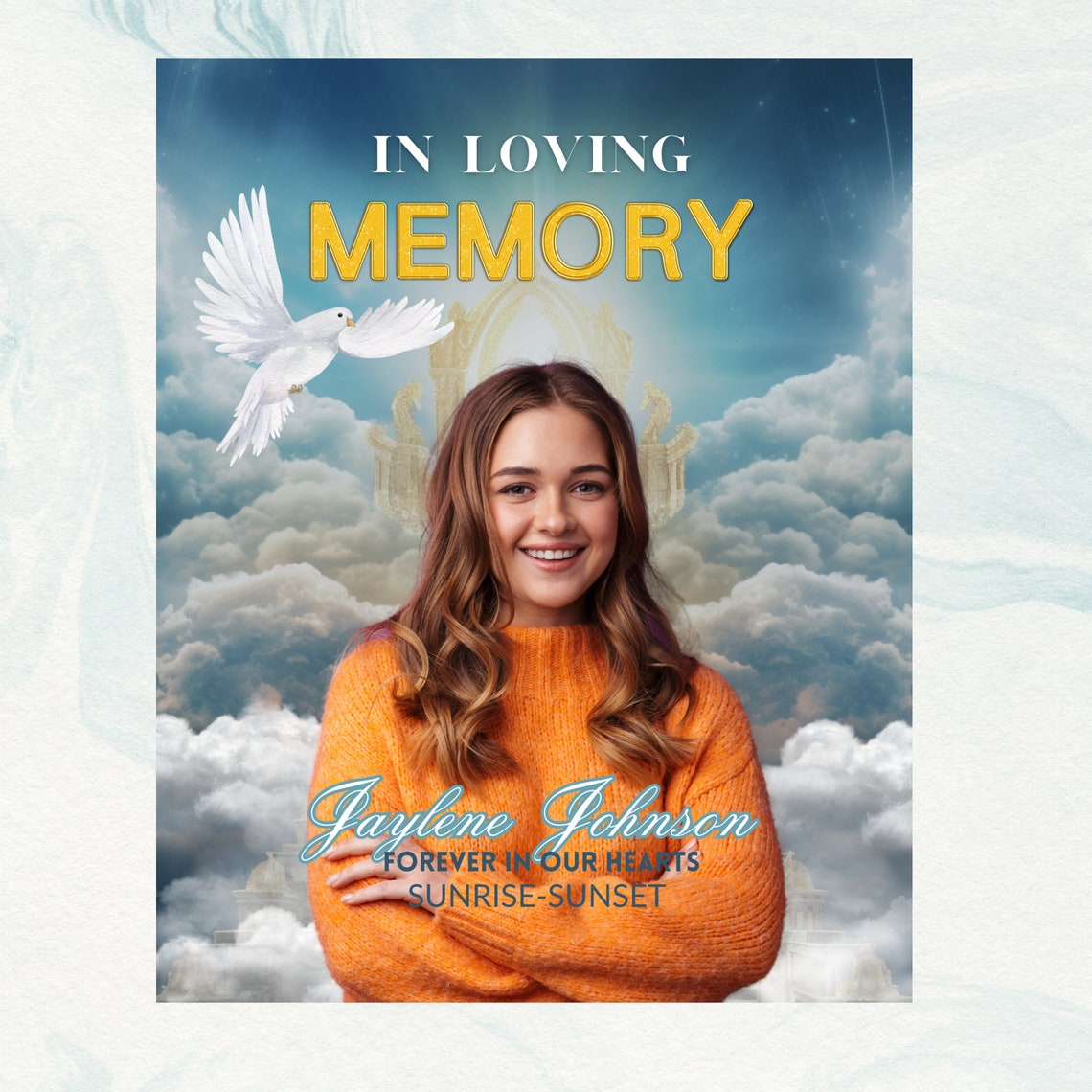 In Loving Memory, Blue Sky Heaven Stairway Memorial Background for ...