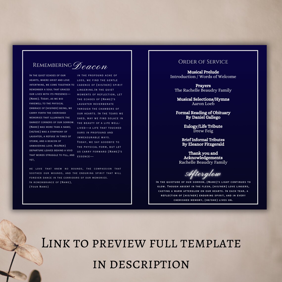 Football Theme Funeral Program Template 17x11 Mogul Magazine Style, 8 ...