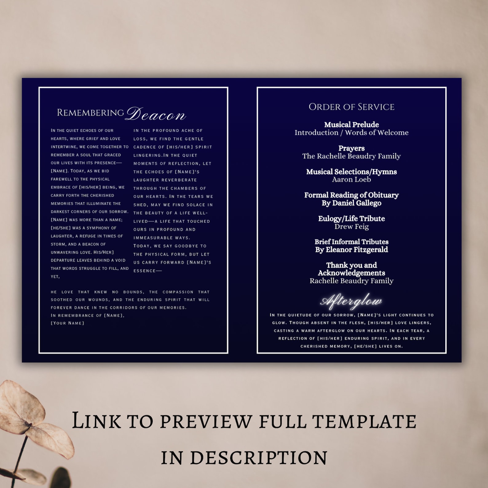 Football Theme Funeral Program Template 17x11 Mogul Magazine Style, 8 ...