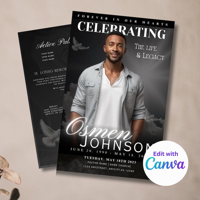 Obituary Template for Men - Etsy