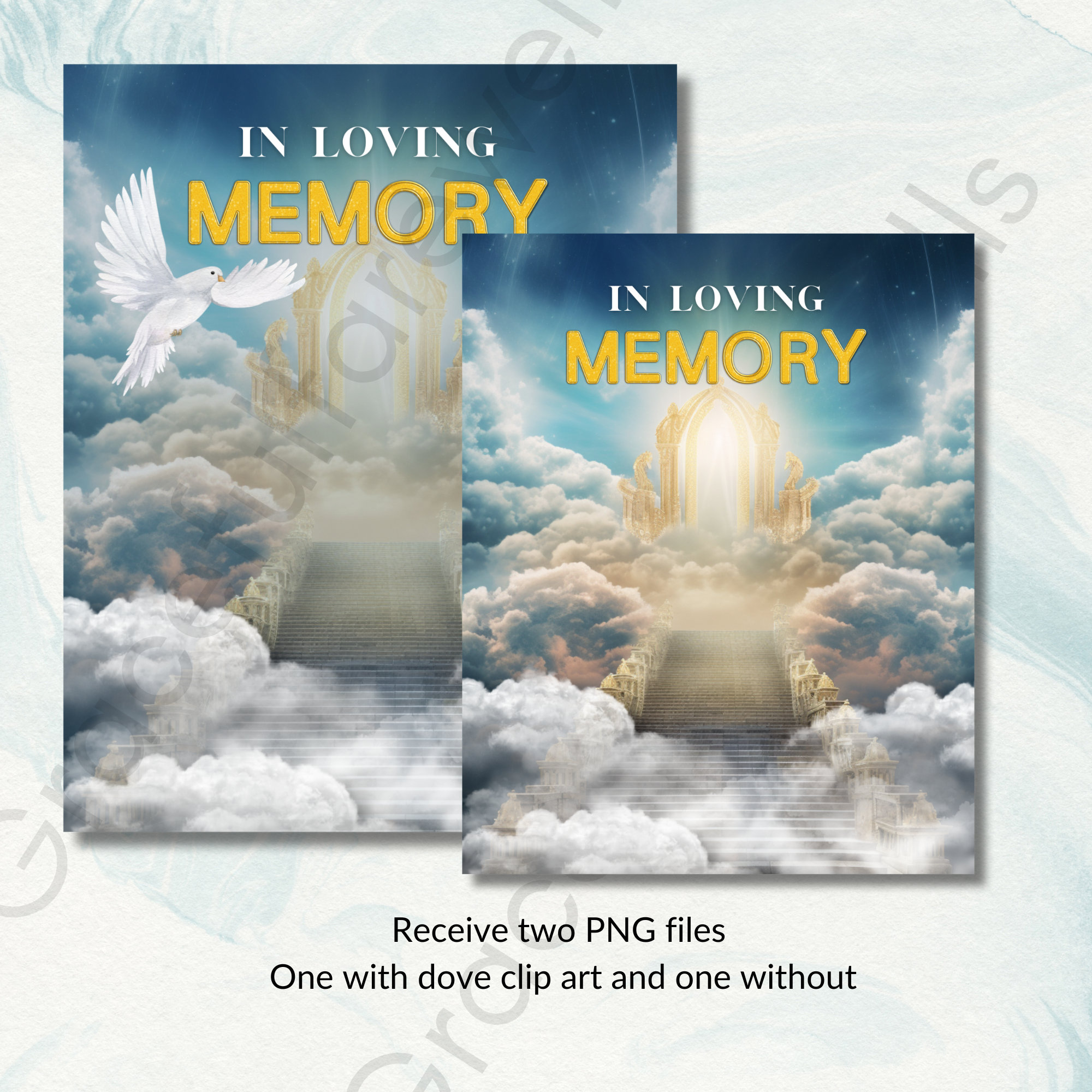 In Loving Memory, Blue Sky Heaven Stairway Memorial Background for ...