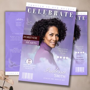 Purple Funeral Program Booklet, 11x8.5 Size, Mogul Magazine Style, 8 ...
