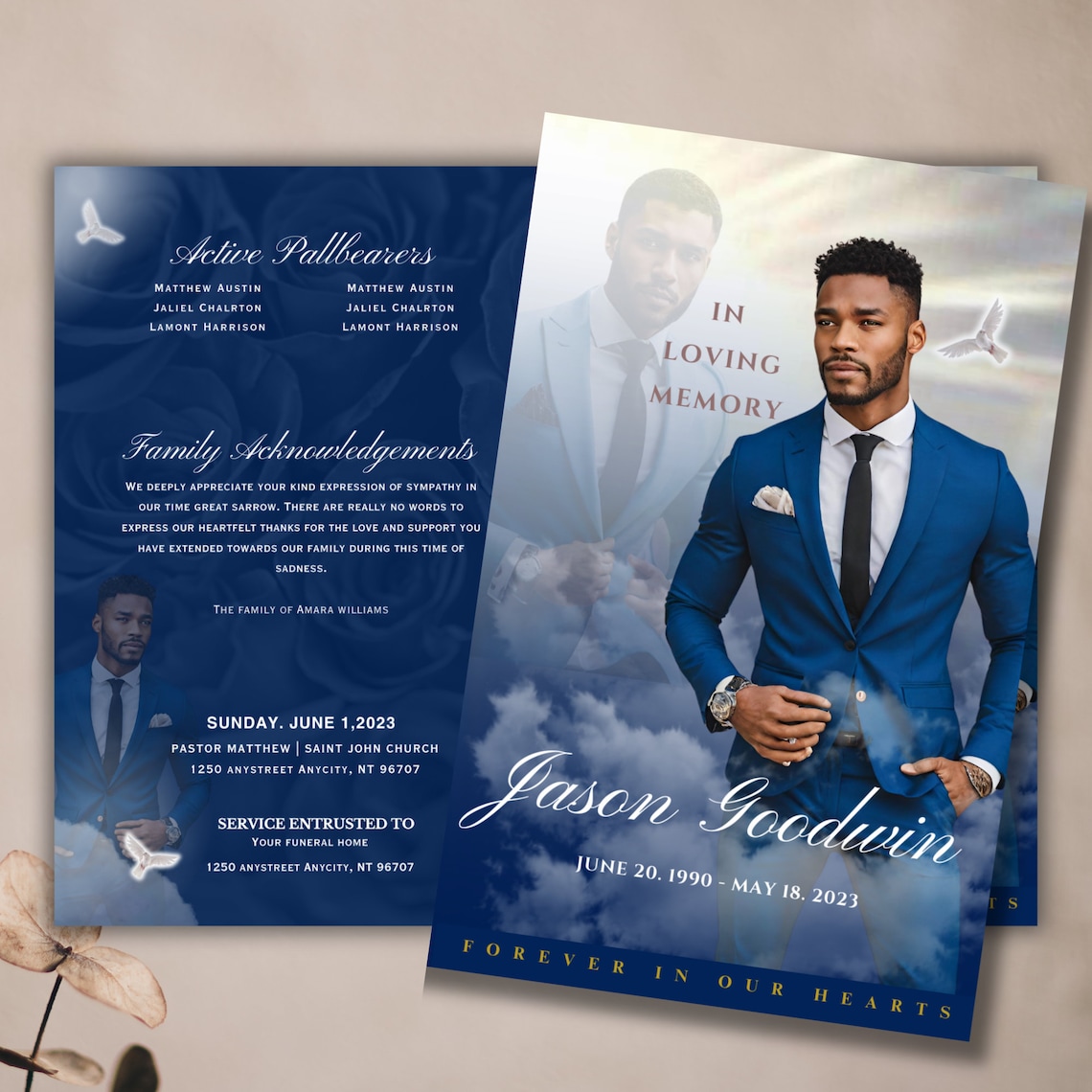 Customizable Funeral Program Booklet: Personalized Obituary ...
