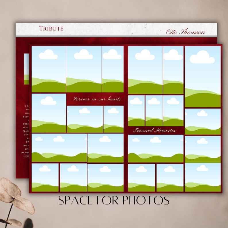 Masculine Funeral Program Template | Red Rose Obituary (canva) - Etsy