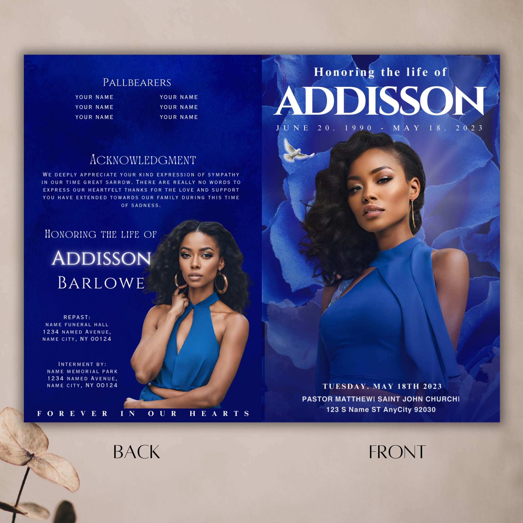 Mogul Magazine Funeral Program, Celebration of Life, Canva Template ...