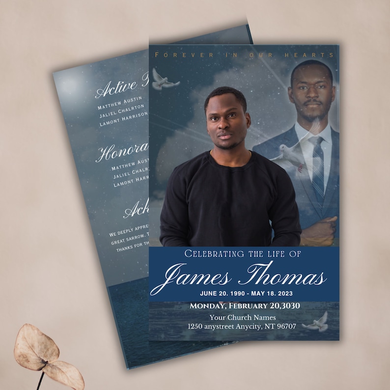 Personalized Memorial Program 8 Pages Obituary Template celebration of ...