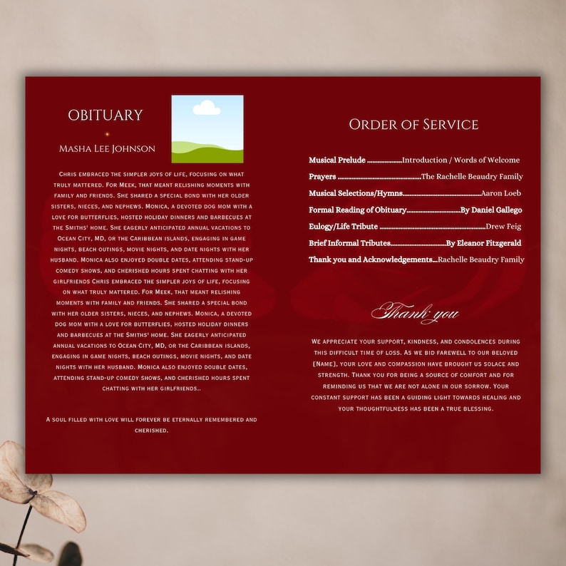 Purple Funeral Program Booklet, Magazine Style, Celebration of Life ...