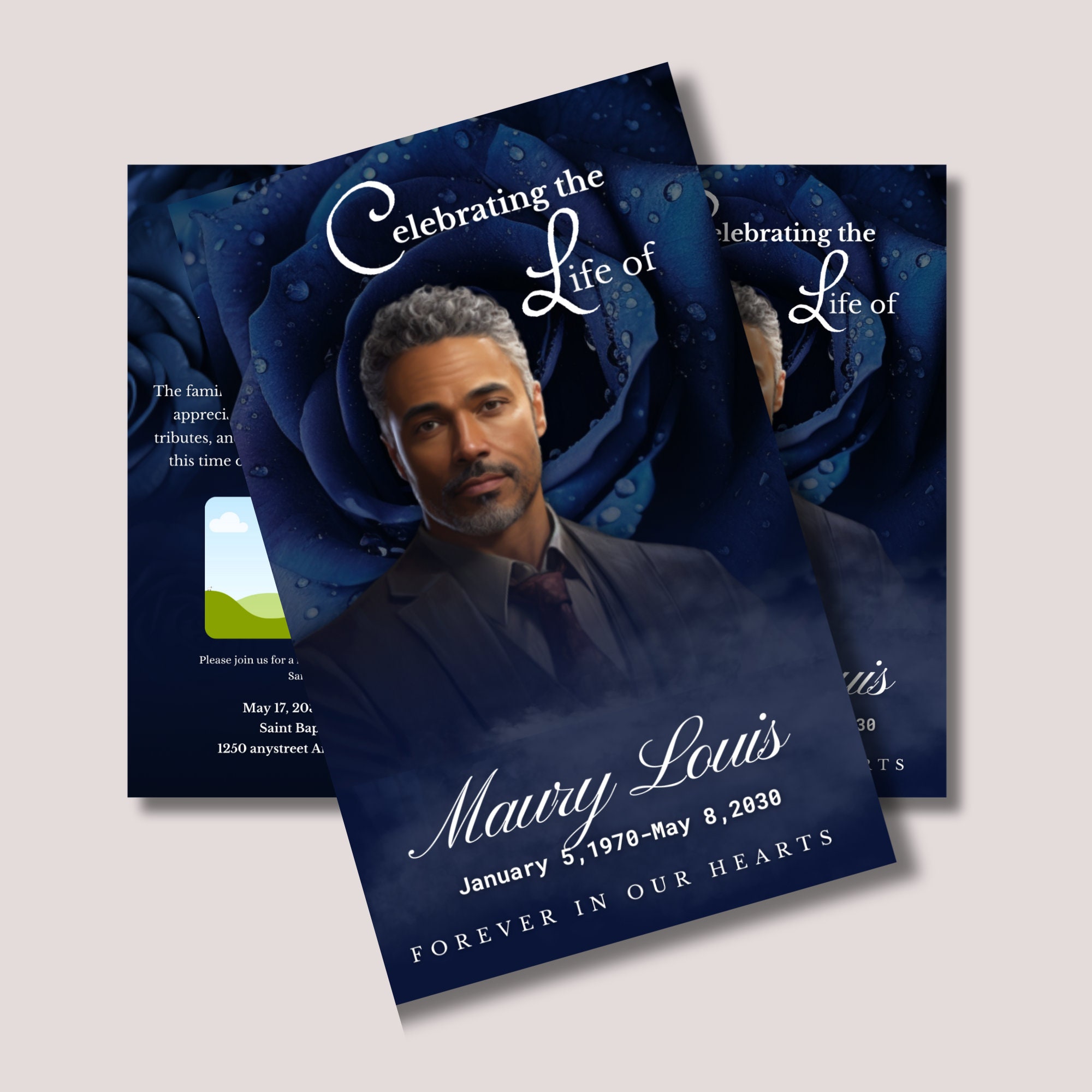 Funeral Program Template for Man | Masculine Funeral Program ...