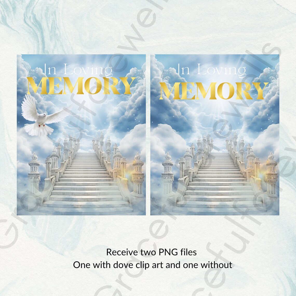In Loving Memory PNG, Blue Sky Heaven Stairway Memorial Background for ...