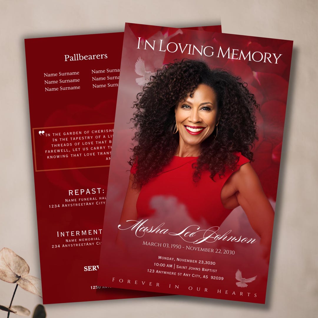 Purple Funeral Program Booklet, Magazine Style, Celebration of Life ...