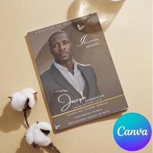 Personalized Brown Funeral Program, Magazine Style (digital Download ...