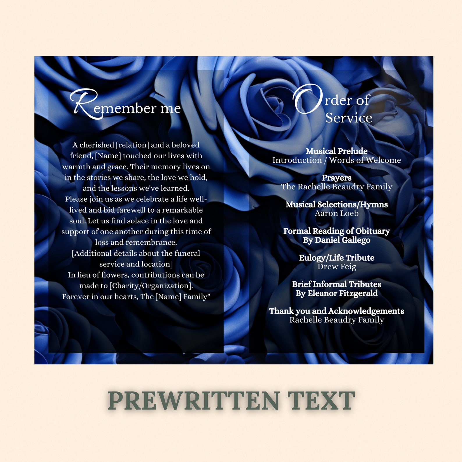 Funeral Program Template for Man Masculine Funeral Program Celebration ...