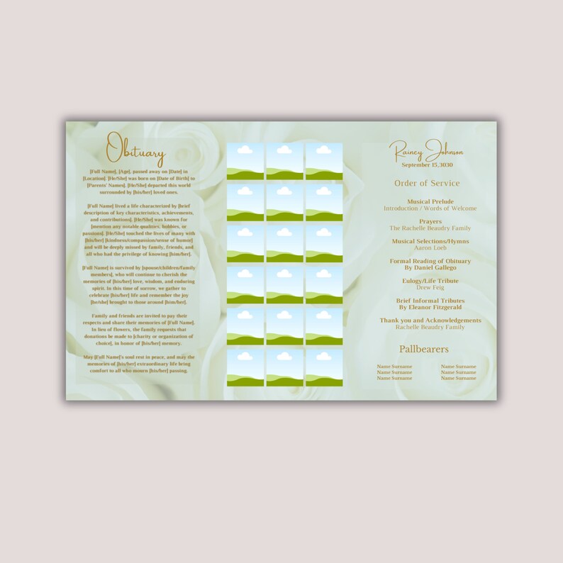 Elegant Funeral Program Template | Celebration of Life (digital ...