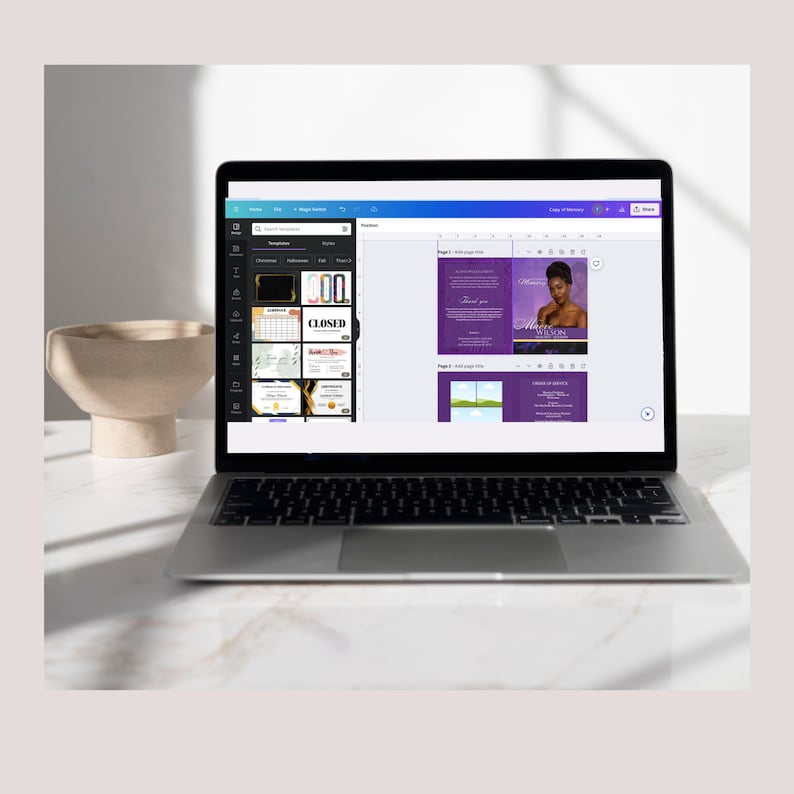 Purple Funeral Program Template | Celebration of Life (canva, 11x17in ...