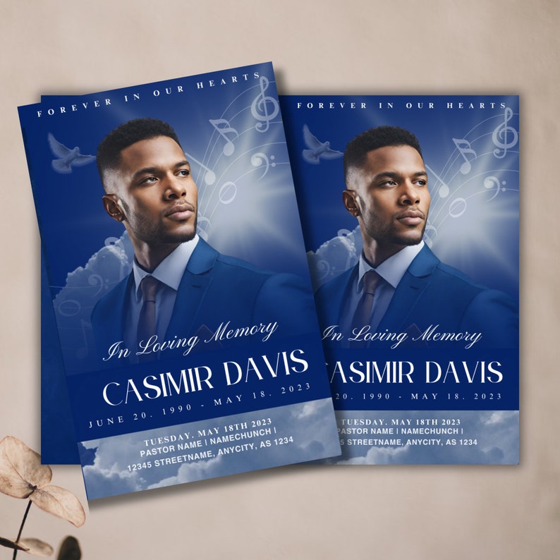 Music Memorial Program Template, Magazine Style Obituary (canva ...