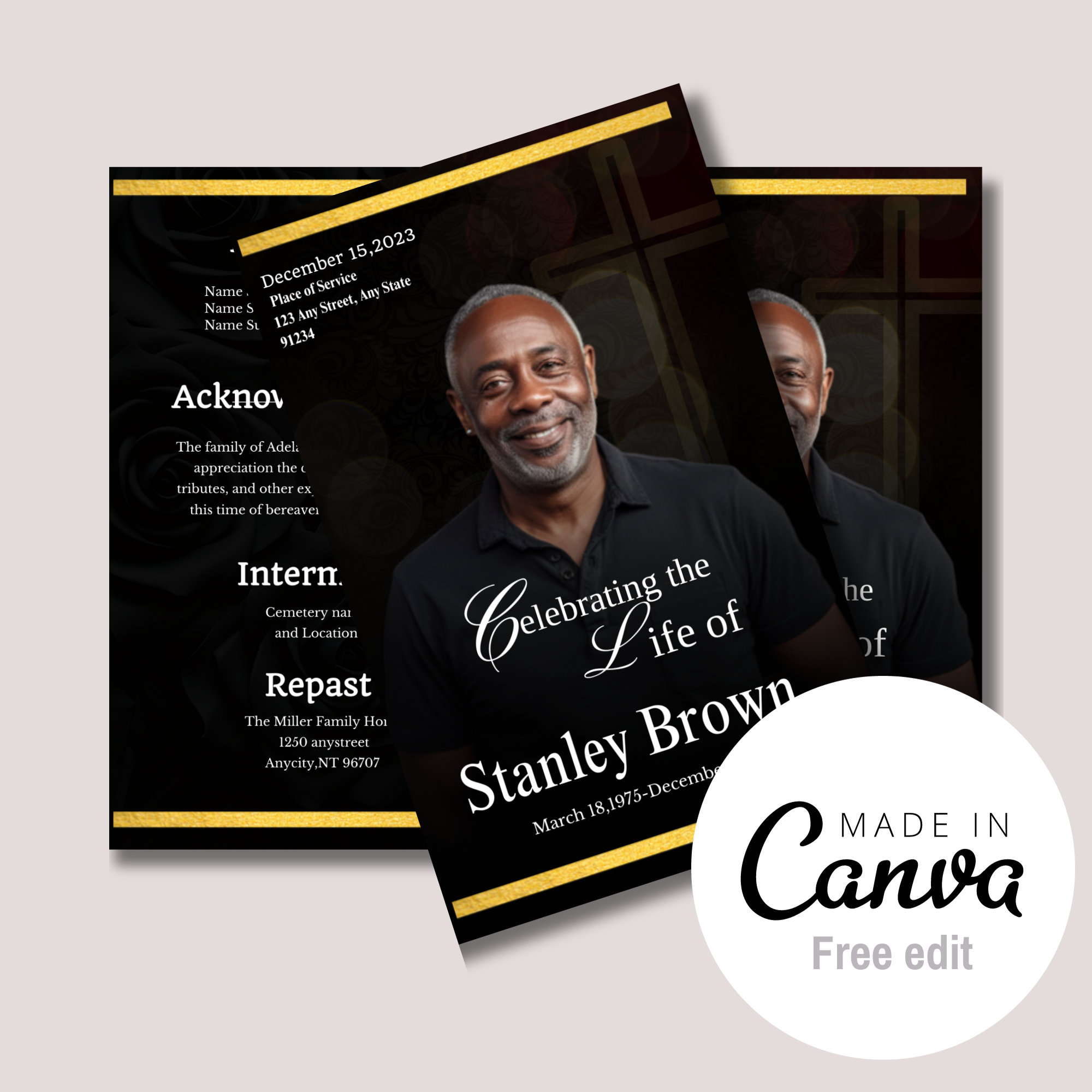 Funeral Program Template for Man Masculine Funeral Program - Etsy