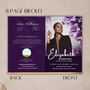 Obituary Program PURPLE Funeral Program Celebration of Life Keepsake ...