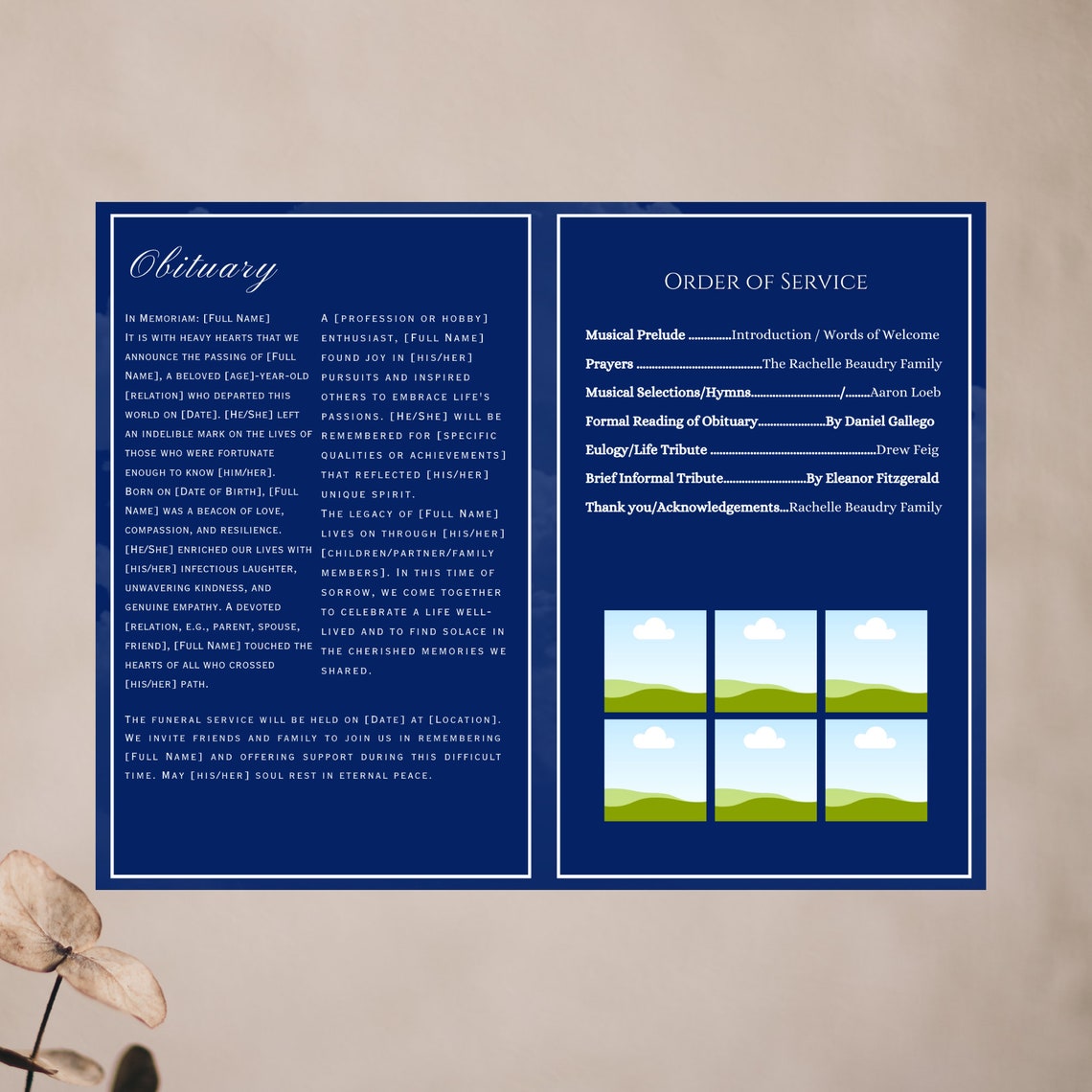 Blue Music Memorial Program Template – Celebration of Life, 5.5x8.5 ...