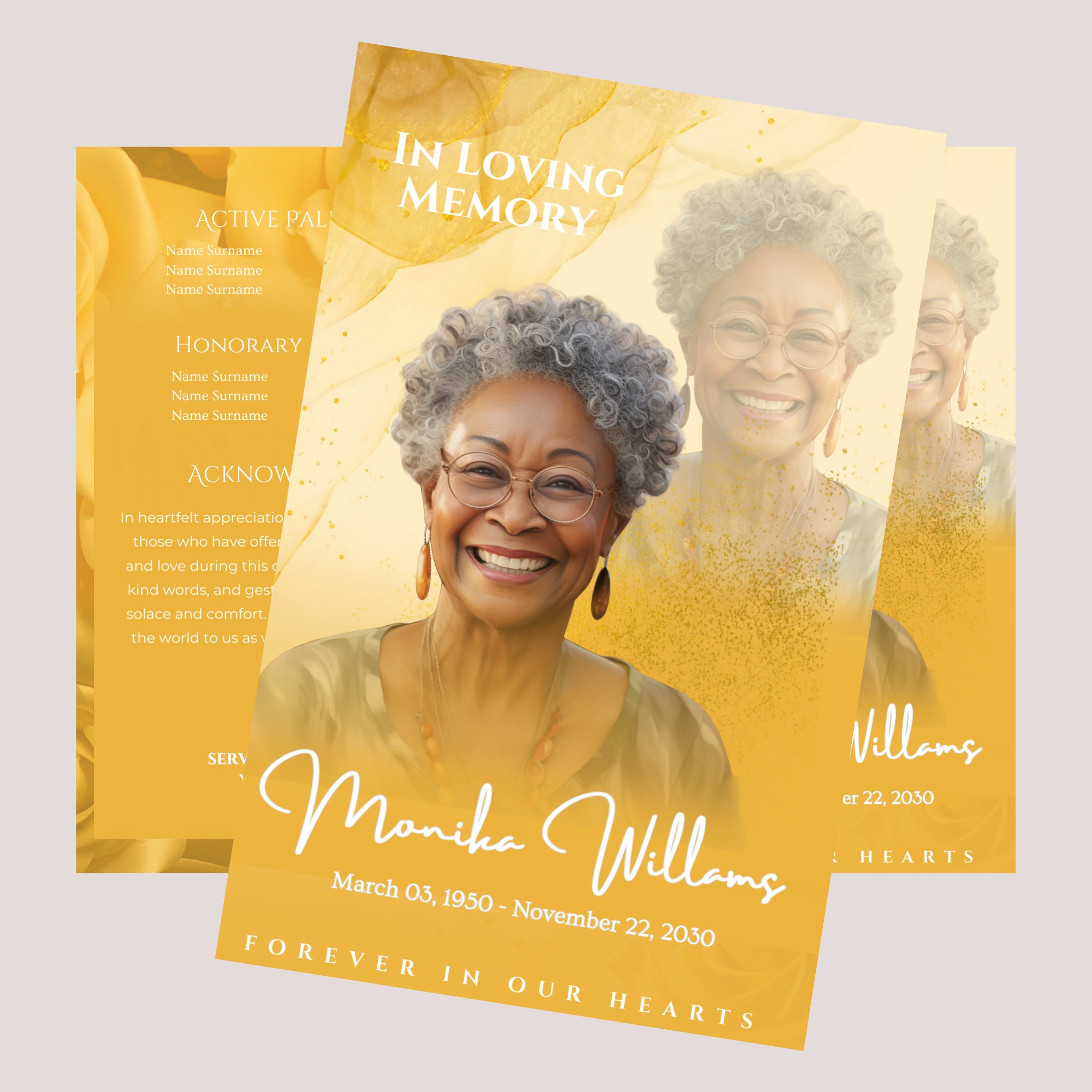 Editable Funeral Program Template: Memorial Obituary Announcement (11x8 ...
